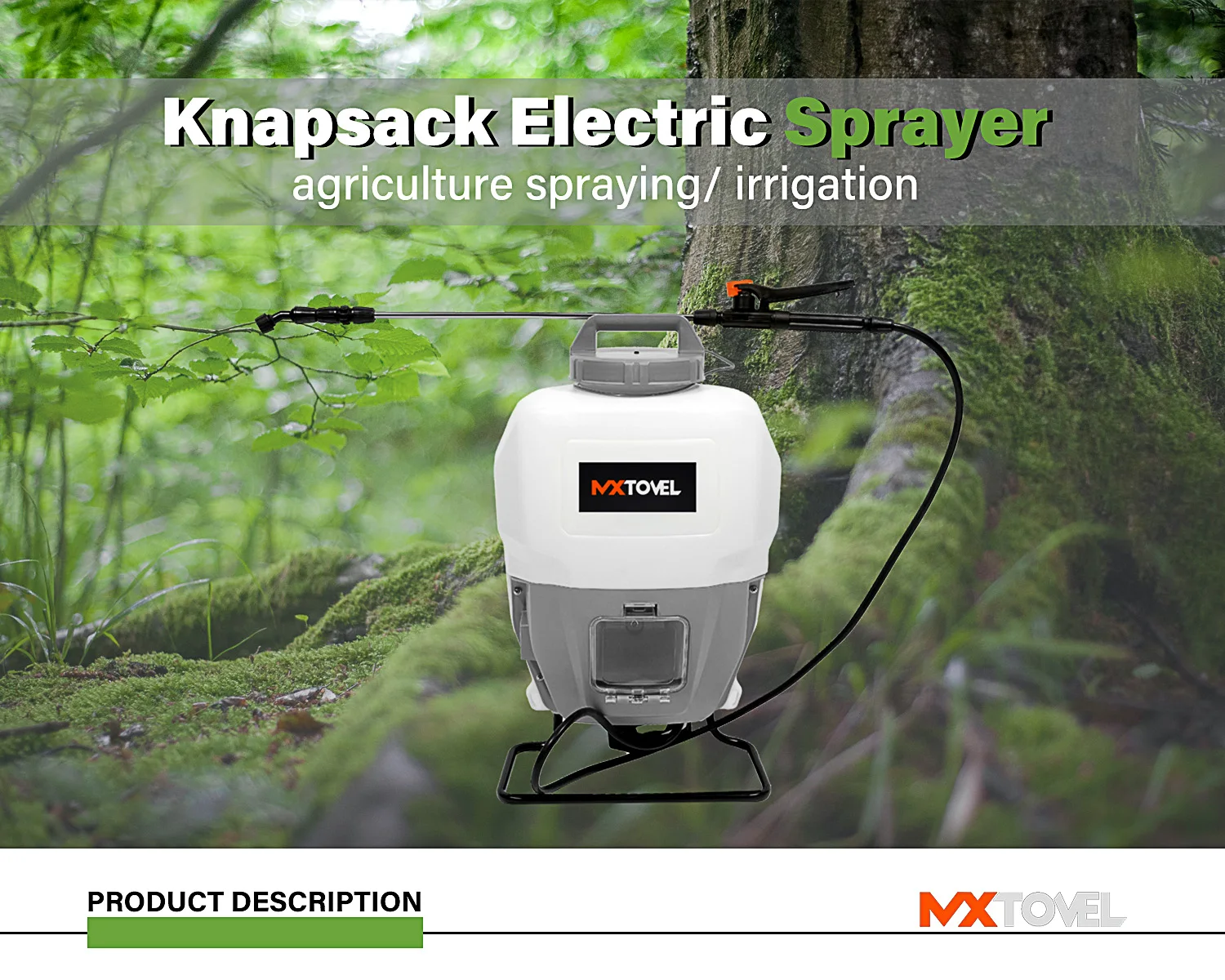 MXTOVEL 15L Knapsack Battery Boom Sprayer New Agricultural Electric ...