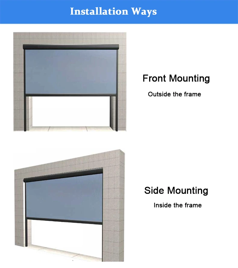 Windproof Zip Track Electric Zip Screen PVC Roller Blinds