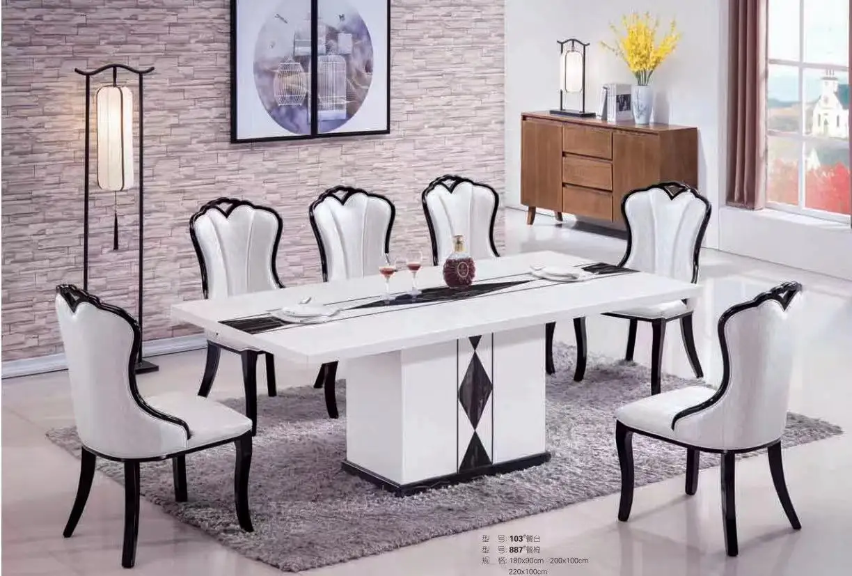 Modern Design Elegant Marble Dining Table Set Fancy Living Room ...