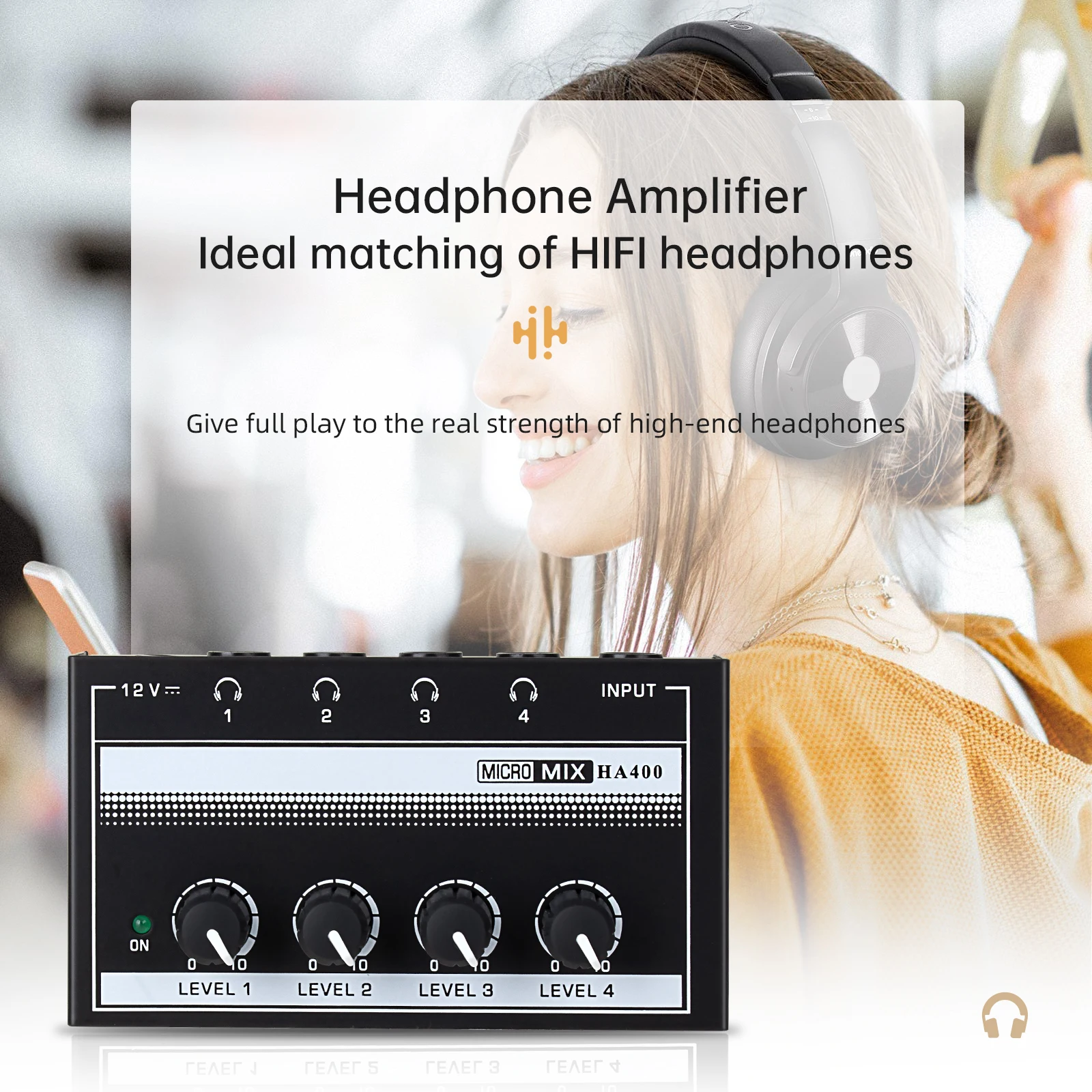 4 Channel Compact Amplifier Ha400 Stereo Separation Mini Amplifier ...