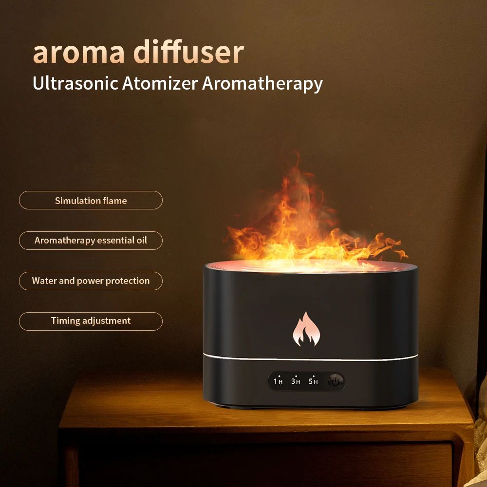 Realistic 3D Flame Diffuser - Warm Flame Light Aromatherapy