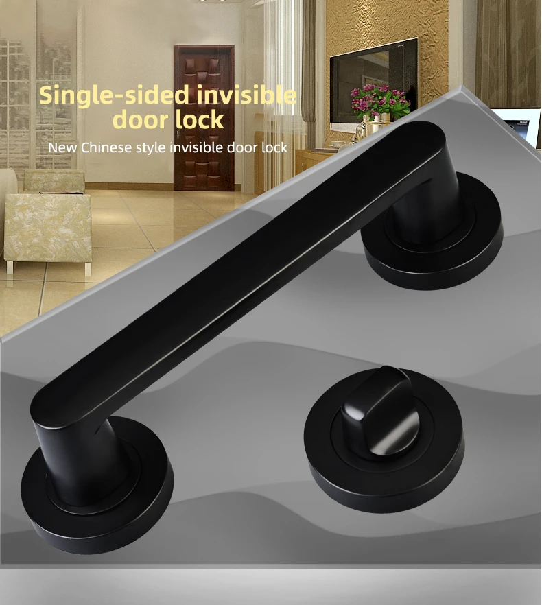 Modern Black Sliding Pull Handle Door Pull Single Side Door Lock Zinc ...
