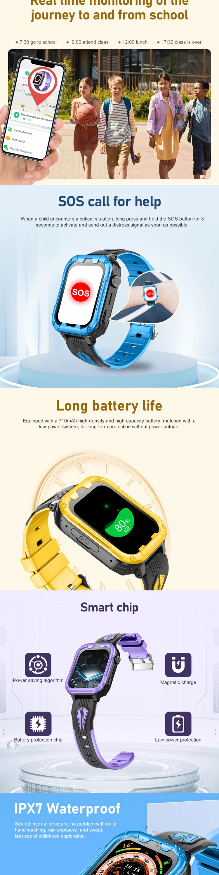 D39b Kids Smart Watch Child Gps Video Calling Alarm Clock Sos Call ...