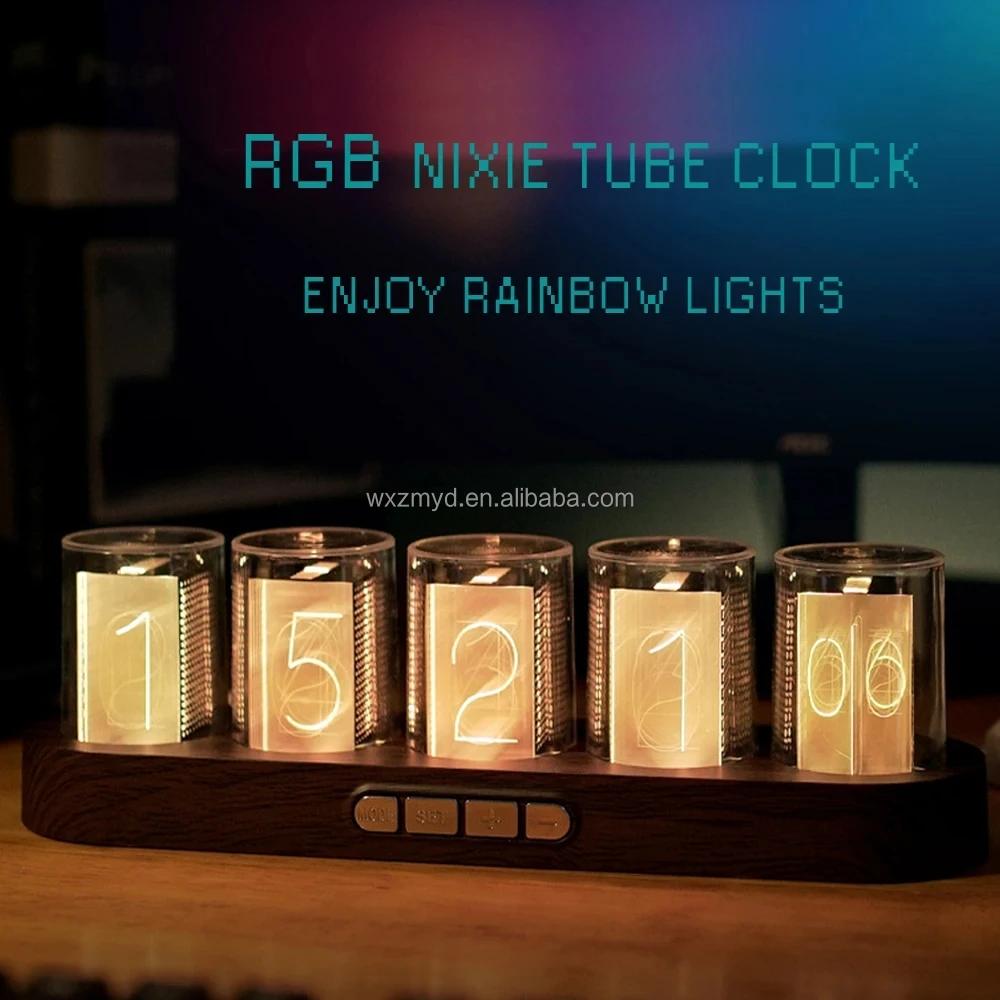 LED Nixie Tube Clock - Retro, Color-Changing Digital Time