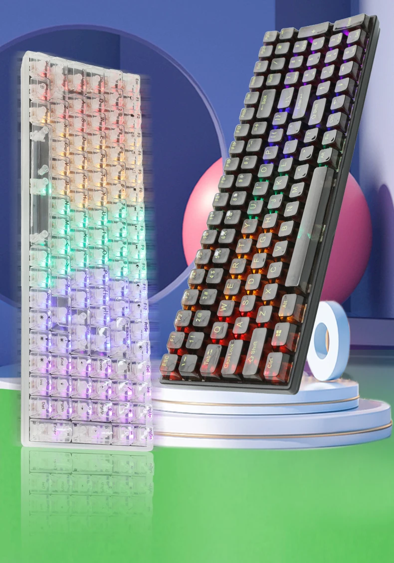 Transparent LED Gaming Keyboard - Wireless & Mechanical