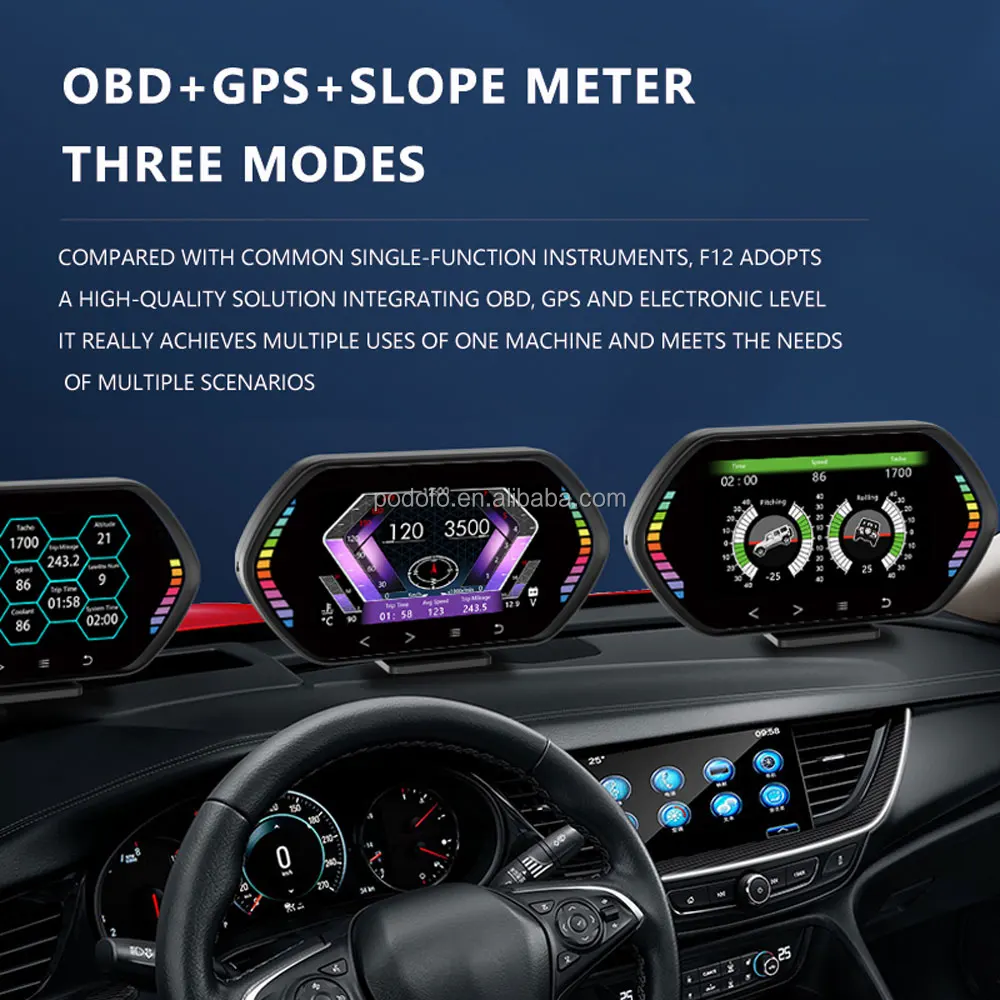 Podofo F12 HUD - Advanced Car Display with GPS & OBD