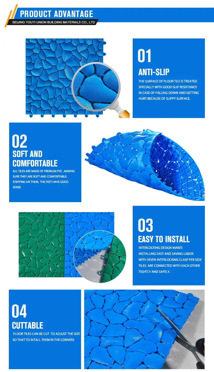 Interlocking Pvc Grid Floor Tiles Indoor Safety Anti-skid Locker Room ...