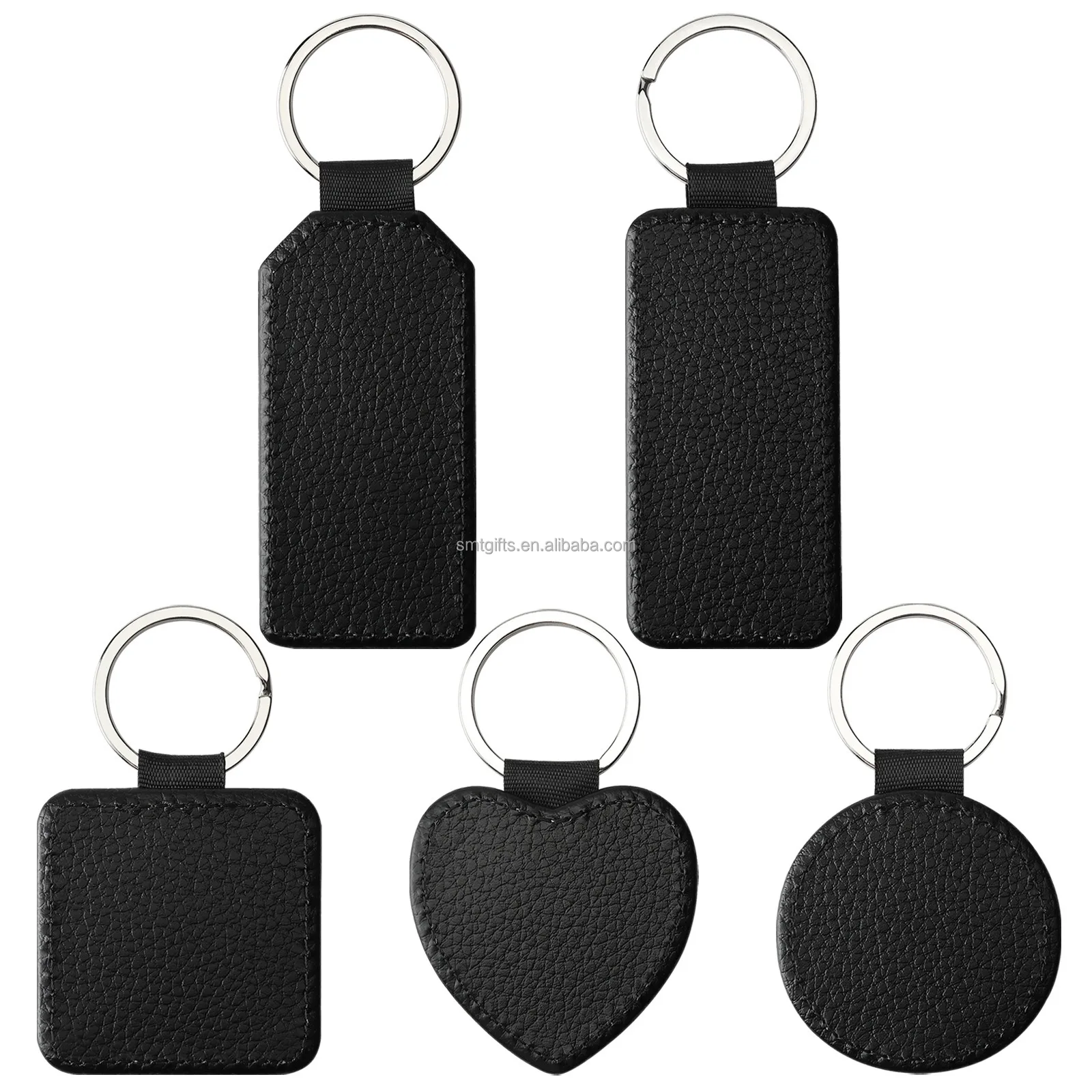 Diy Sublimation Double Side Printable Blank White Pu Leather Keychain