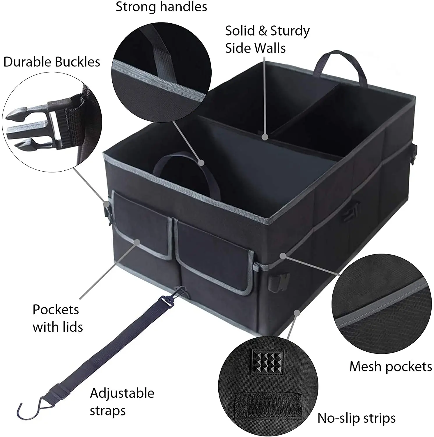 Heavy Duty Multi Pockets Expandable Cargo Storage Organizers Large ...
