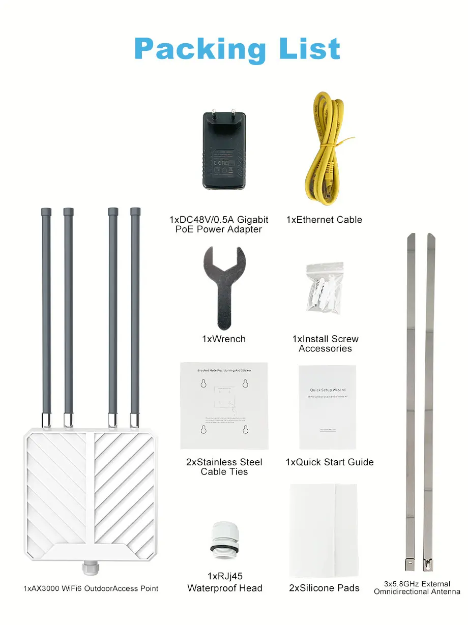 AX1800 Outdoor Wireless Router IP66 Waterproof High-Power WiFi AP for ...