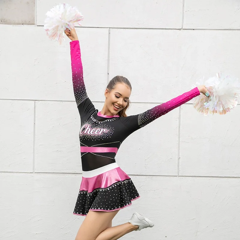 Customize Logo Rhinestone Cheerleading Uniforms for Girls