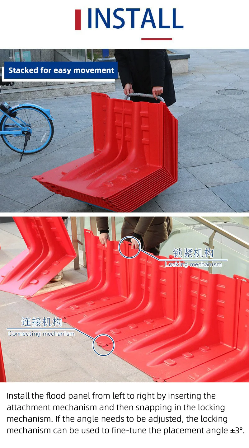 Convenient Plastic Flood Fence Combination Flood Plate Abs Red Plastic ...