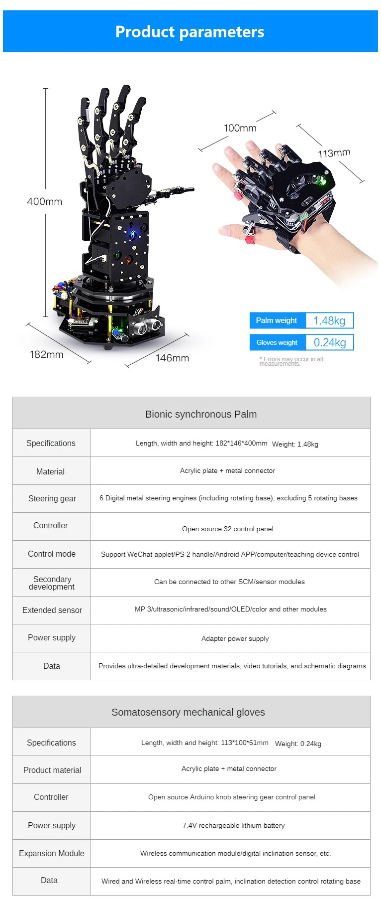 Gihand Somatosensory Arm Robot DIY Kit - Bionic Hand