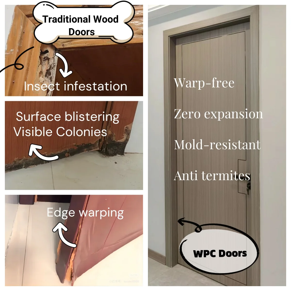Modern Design PVC WPC Door Jamb Waterproof Wood Frame Side Opening ...