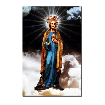 Christ Religion Christian Wall Art Jesus Print Picture Led Light Framed ...