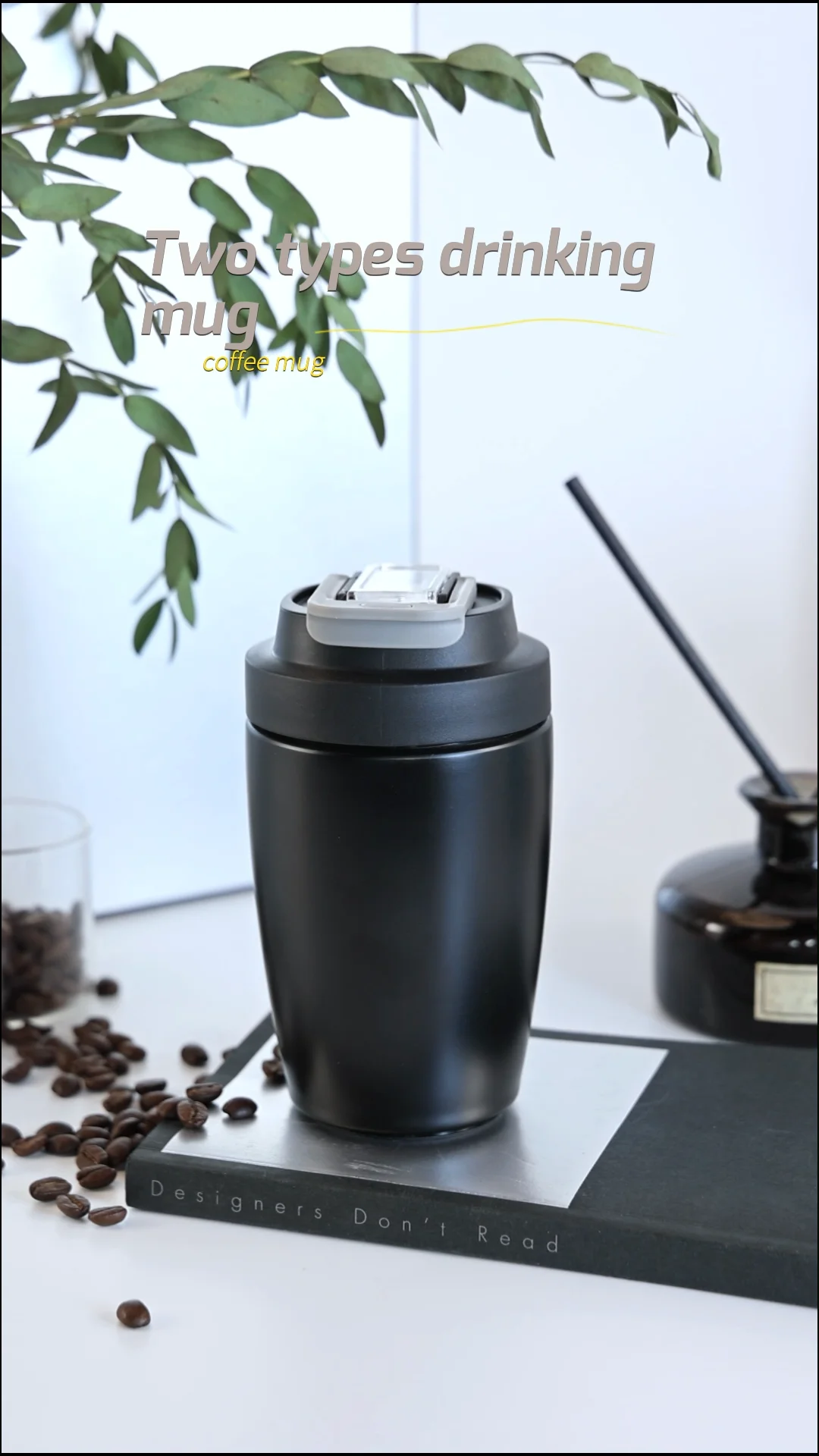 400ml Two In One Vacuum Insulated Flask Coffee Mug With Straw - Buy Vacuum Bottle,Vacuum ...