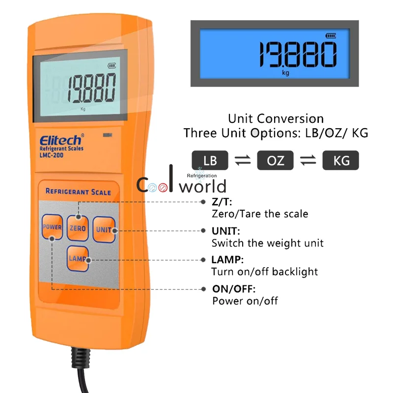 LMC-200 Electronic Refrigerant Charging Scale Wired Remote 220lbs/100kgs| Alibaba.com