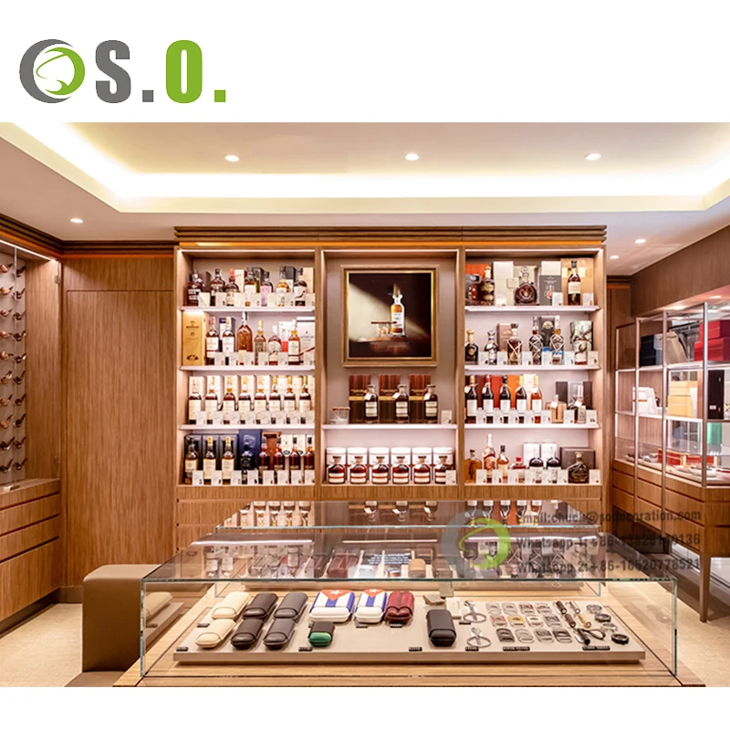 2024 New Wooden Cigar Showcase Display Mirror Black Double Glass ...