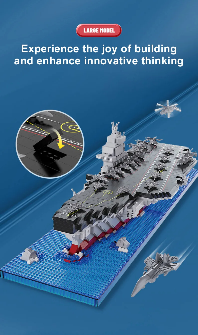 Block Toys Plastic Aircraft Carrier Warship Model Set