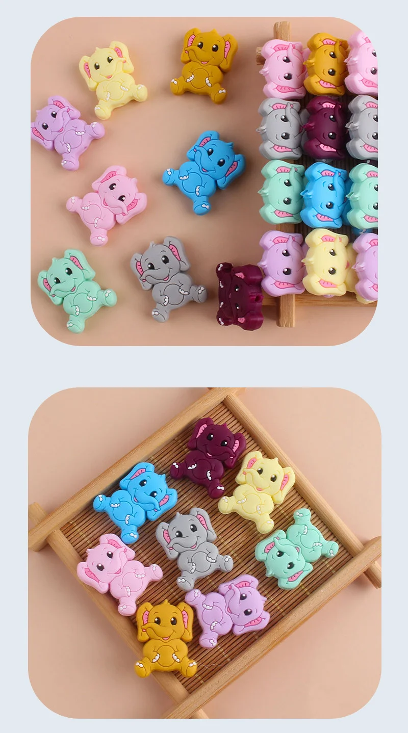 Creative Diy Baby Products Cartoon Animals Elephant Silicone Bead Toy ...