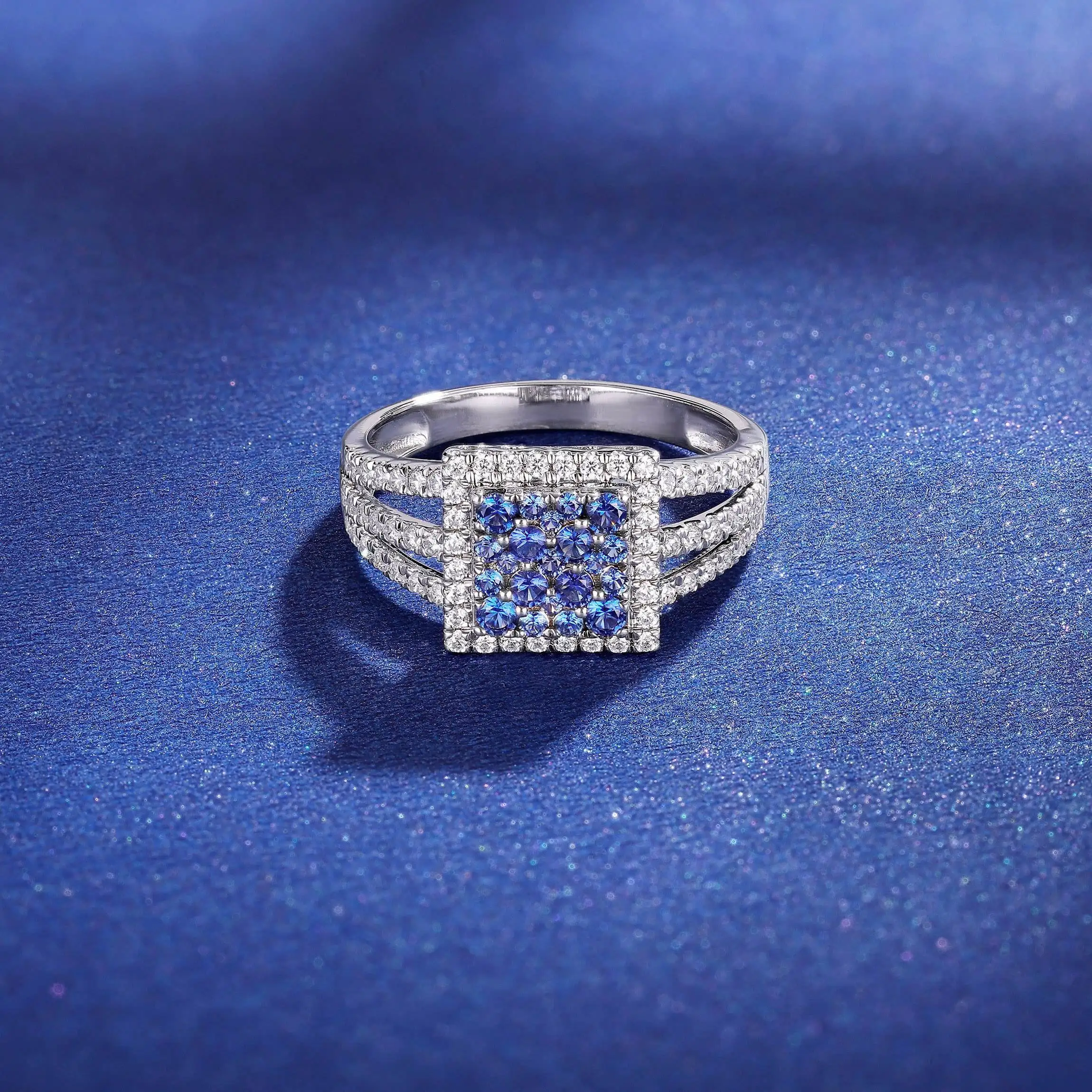 Wholesale Customized Real Moissanite Sapphire Rhodium Plated Princess ...