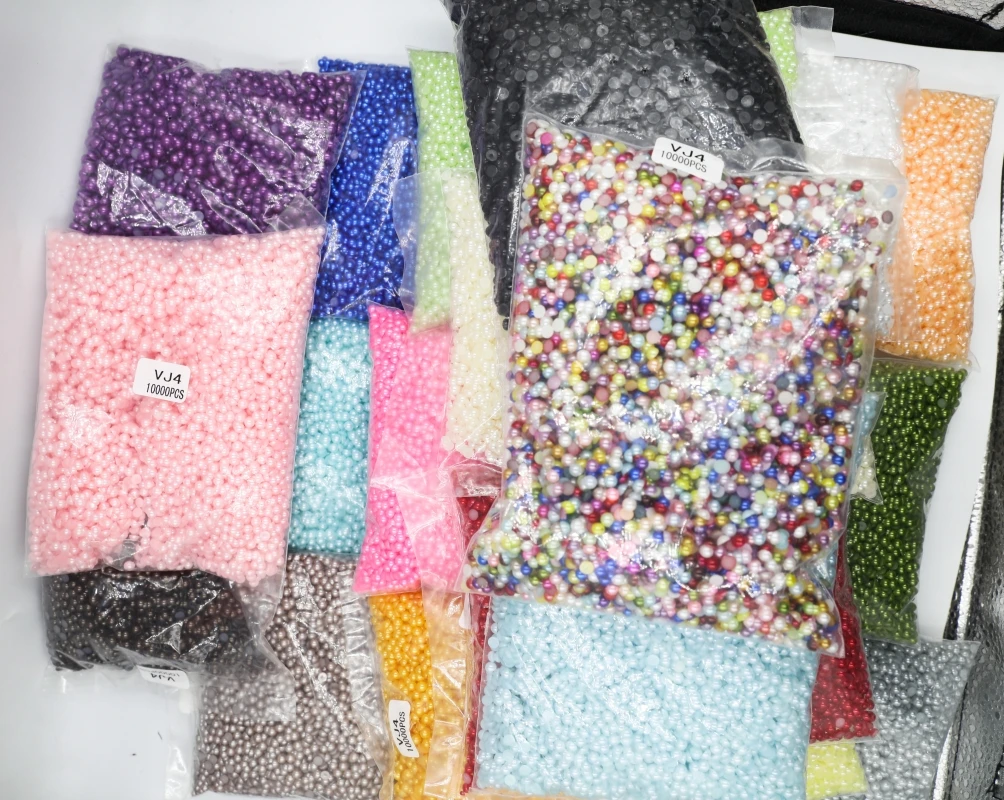 Bulk Sale 2 4 6 8 10 12 14 Mm Flat Back Pearls Ab Rhinestone 60 Colors ...