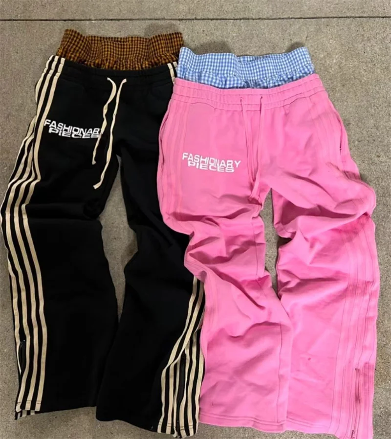 Oversized Trackpants Sweat Trouser Loose Stripe Straight Wide Leg Baggy ...