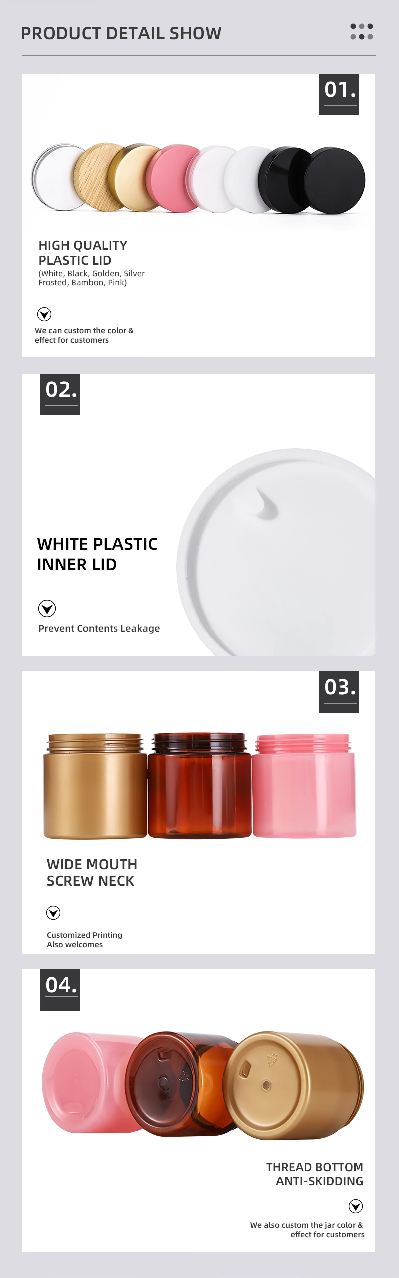 50g 80g 100g 120g 130g 200g 250g Pink Jar Container 8oz Pink Cosmetic ...