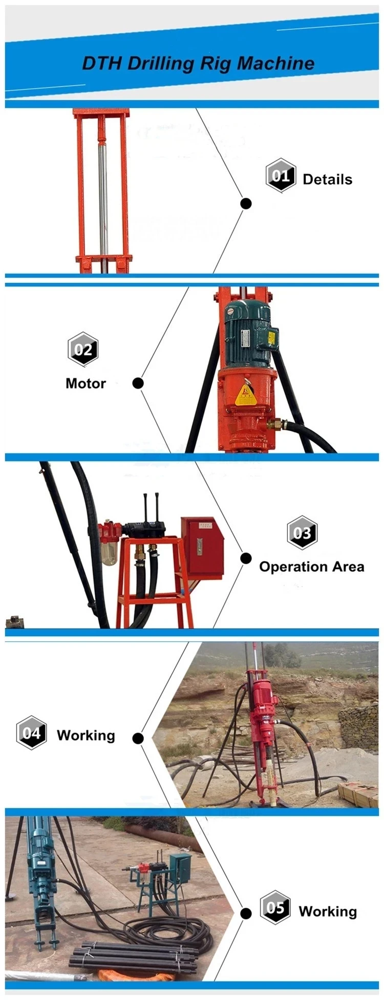Factory Price Portable Dth Borehole Mining Blast Drill Blast Hole Drill ...