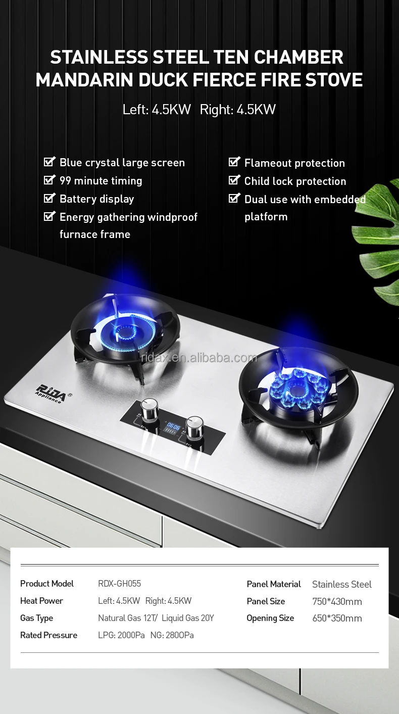 2 Burner Tempered Glass Folding Gas Hob Foldable Burner Built-in Gas ...