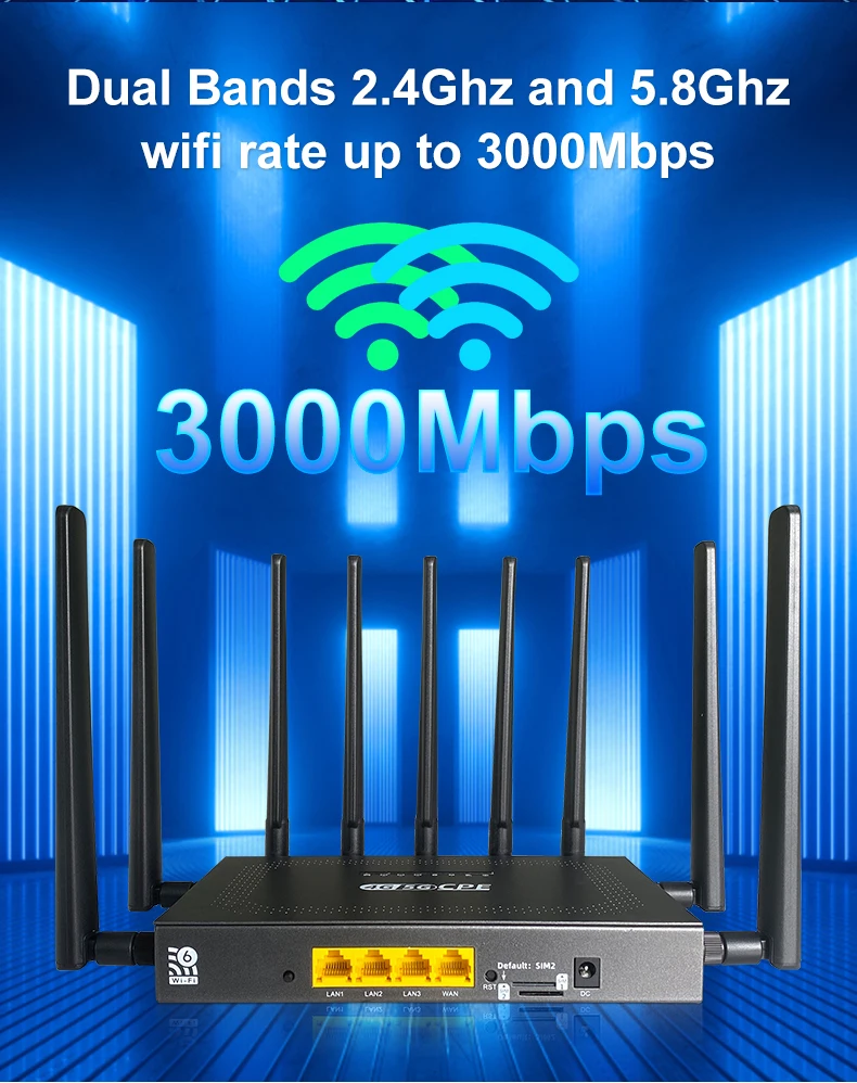 Mtk7981b Chipset 11ax 5g 3000mbps Wifi6 Dual Band Gigabit Ports Wifi Router 5g With Sim Card ...