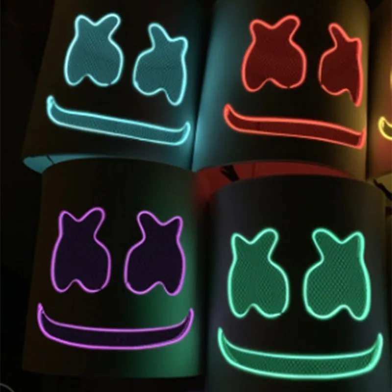 Hot Black Custom Full Face Led Light Up Mask Luminous Neon Cosplay For ...