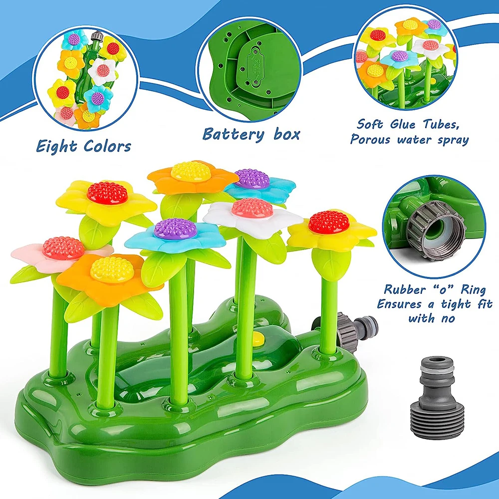 Outdoor Splash Flower Water Sprinkler Toy With Light Garden Pool ...