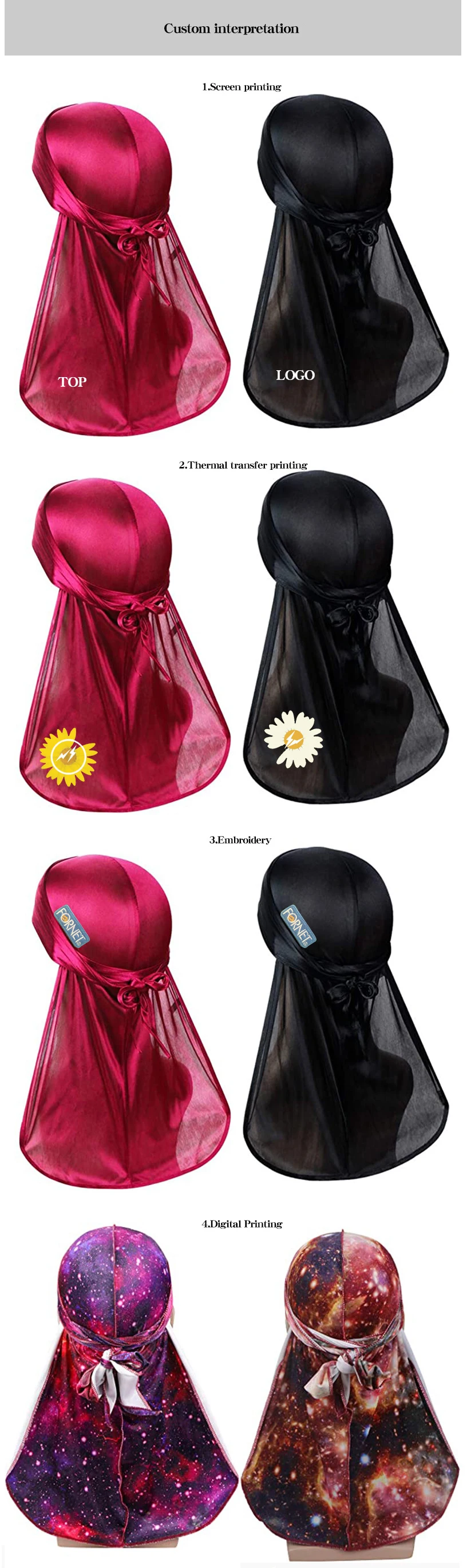 Custom Silky Headwraps - Designer Satin Durags for Men