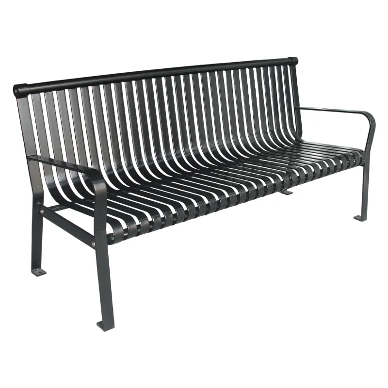 Outdoor Furniture Slatted Steel Bench Seat Outside Park Metal Seating ...