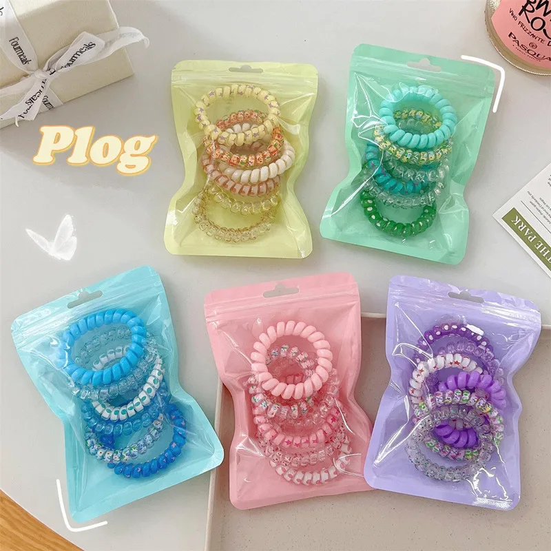 Telephone Wire Hair Ties for Women Elastic Spiral Hair Ties TPU Hair ...