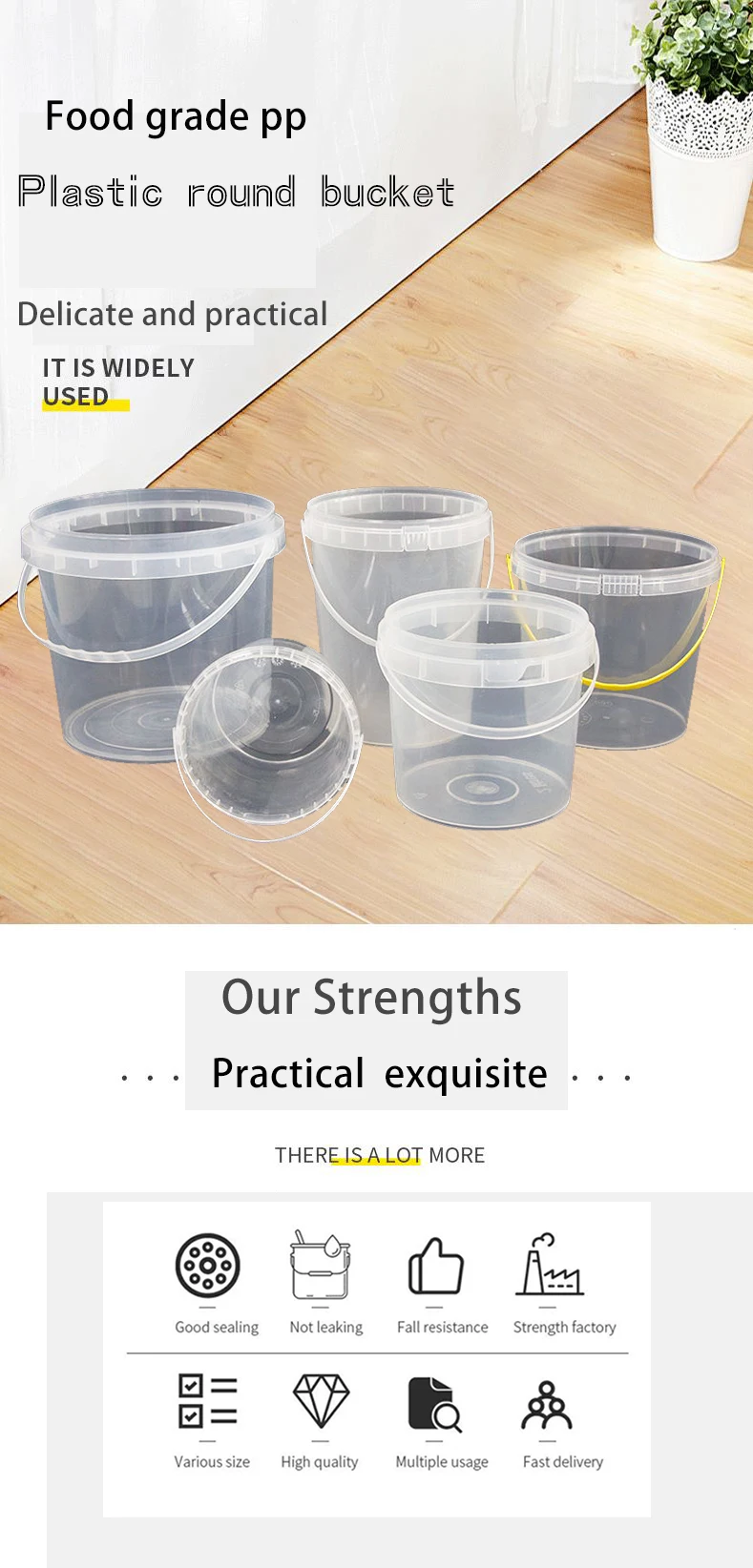 Factory Supply 500ml-5L Clear Plastic Round Buckets With Lids and ...