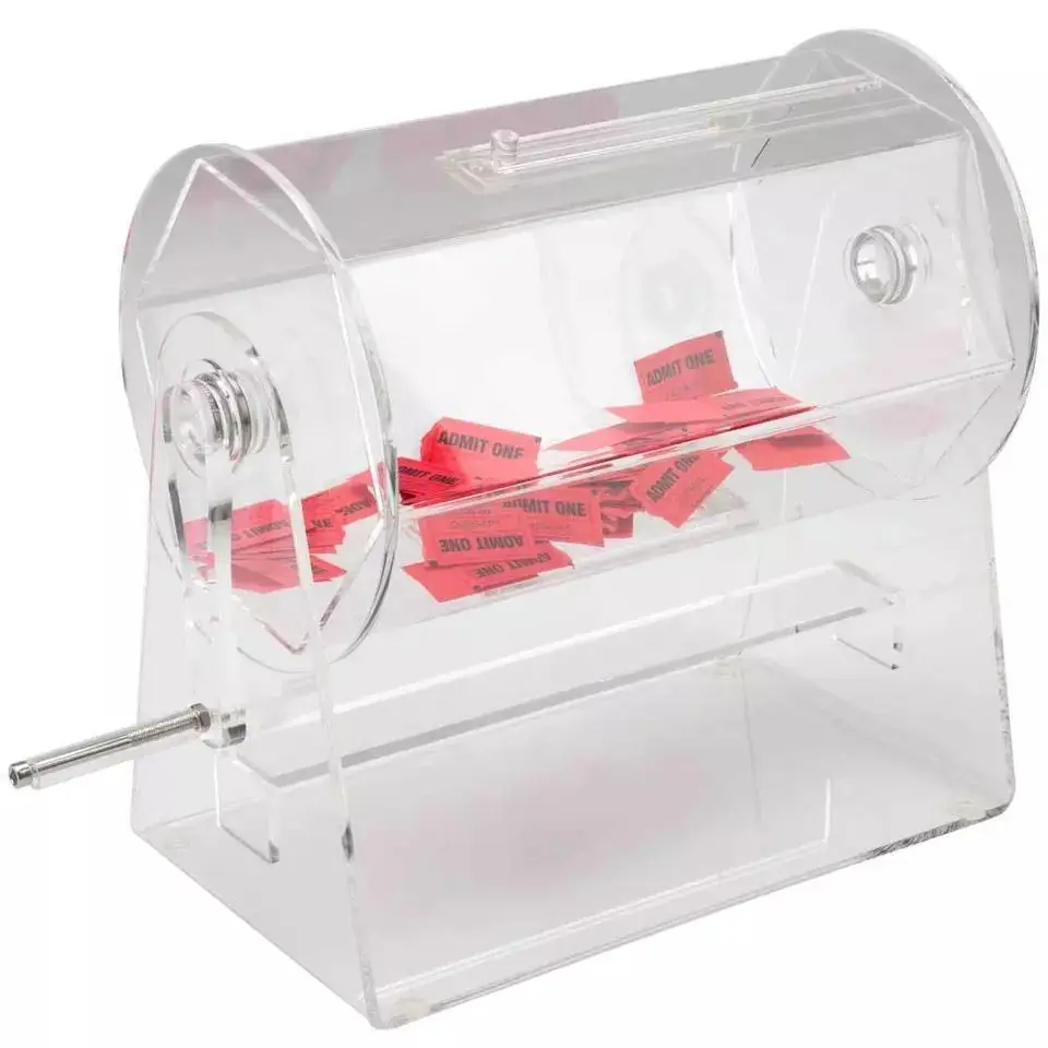 Acrylic Raffle Drum with Locking Door - Clear Ballot Box