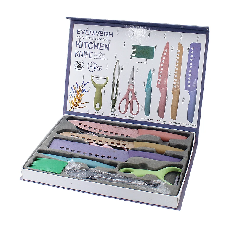 Wheat Straw Material Handle Sharp Professional Chef Knife Colorful ...