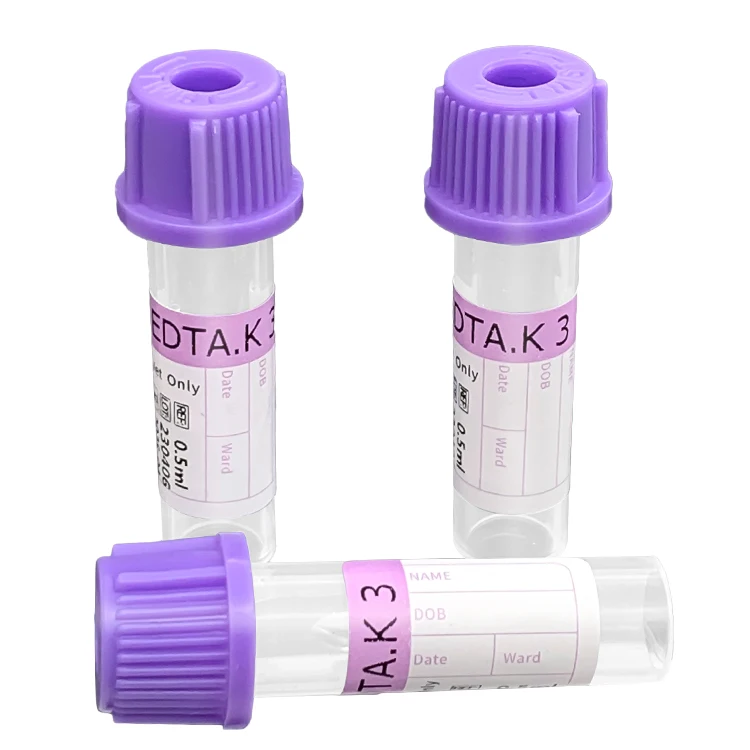Micro K2 K3 Edta Tubes Micro Medical Blood Sample Collection Capillary Tubes With Purple Screw ...