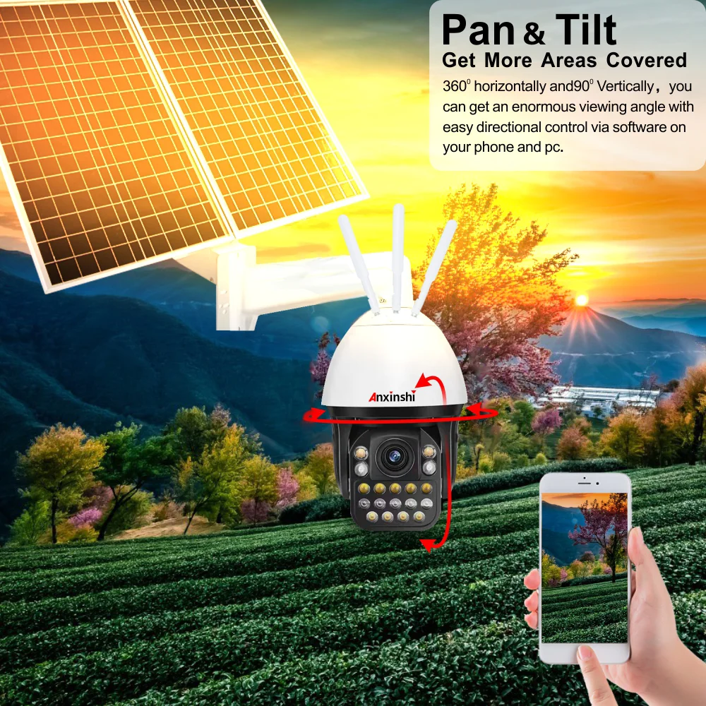 Anxinshi 45xzoom 5mp Solar Powered 4g Hd Dome Camera With Solar Pan ...