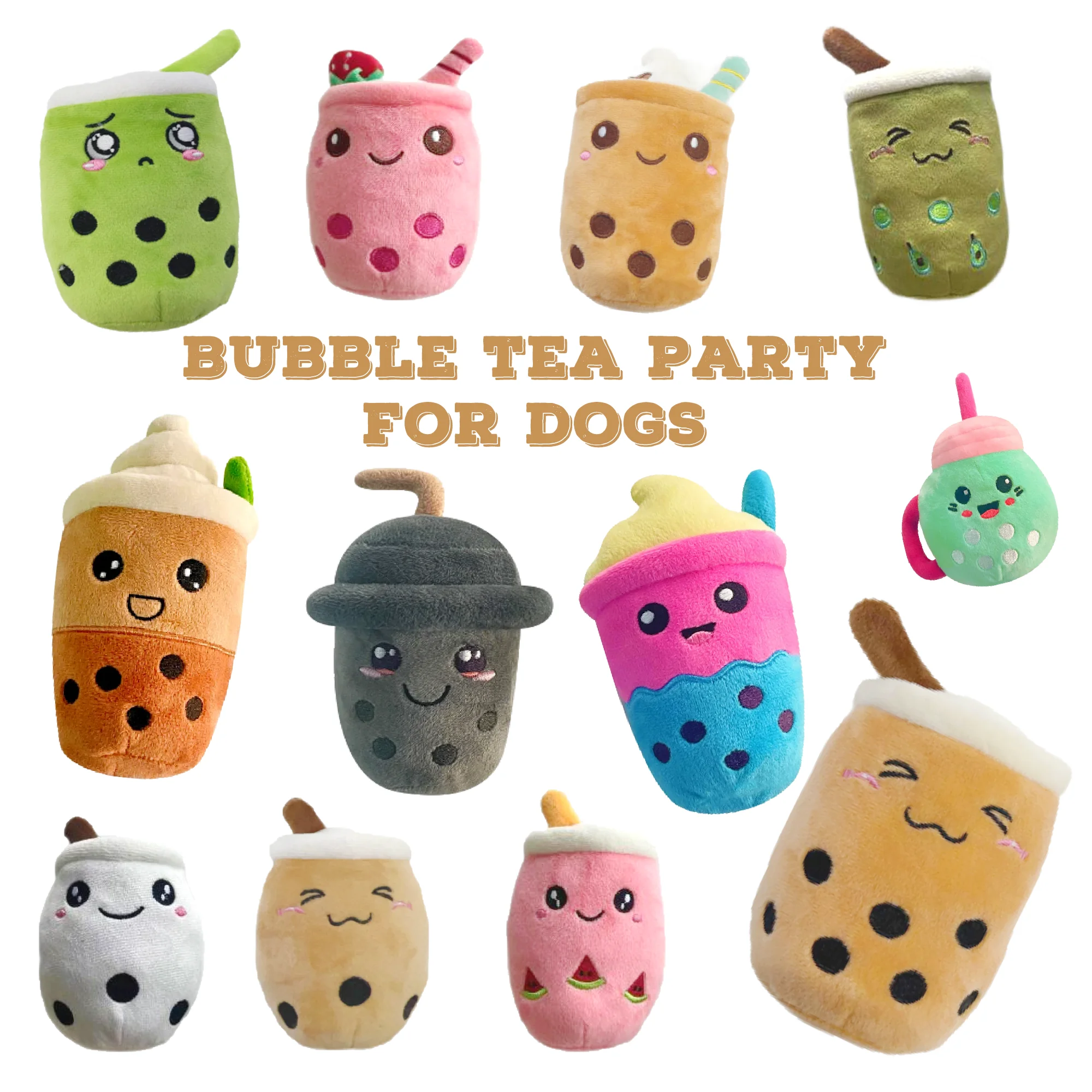 Boba Bubble Tea Shaped Squeaky Plush Dog Toys For Dogs Chewing - Buy ...