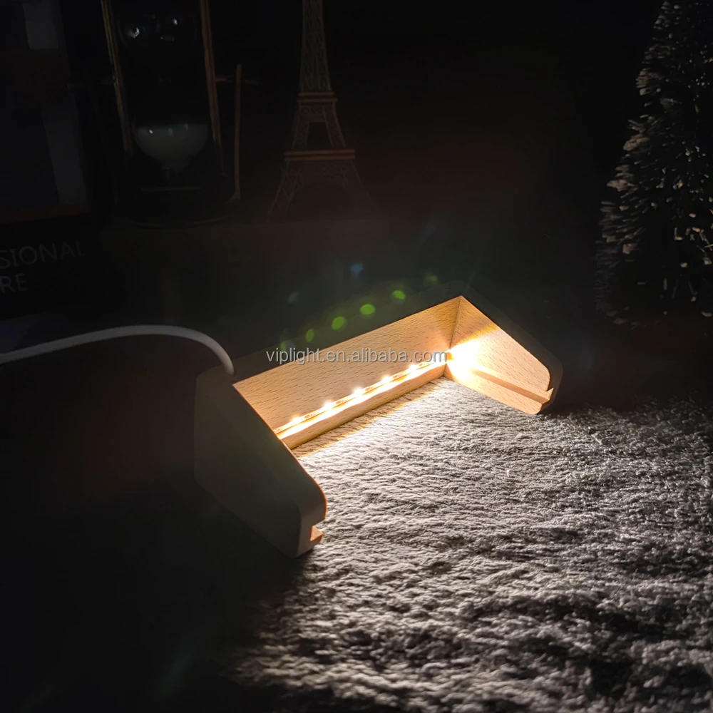 U-shaped LED Wood Frame - Modern Night Lamp Display