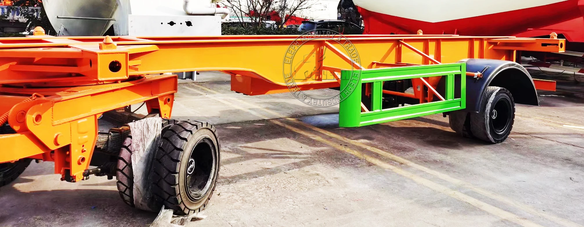 Turntable Drawbar Trailer Skeletal Container Chassis for Sale