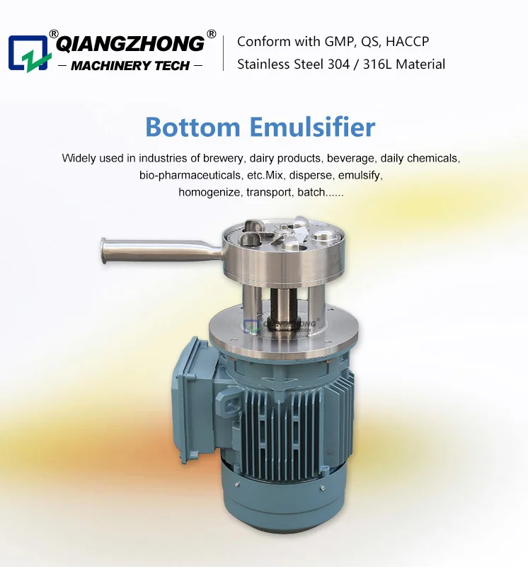 Tank Bottom Shear Emulsifier/mixer/homogenizer/pump For Food Grade ...