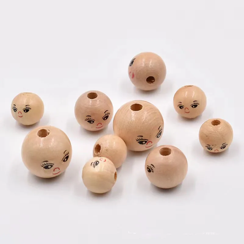 Smiley Face Doll Wooden Beads For Diy Child Beaded Crafts Bracelet Jewelry Making Accessories ...