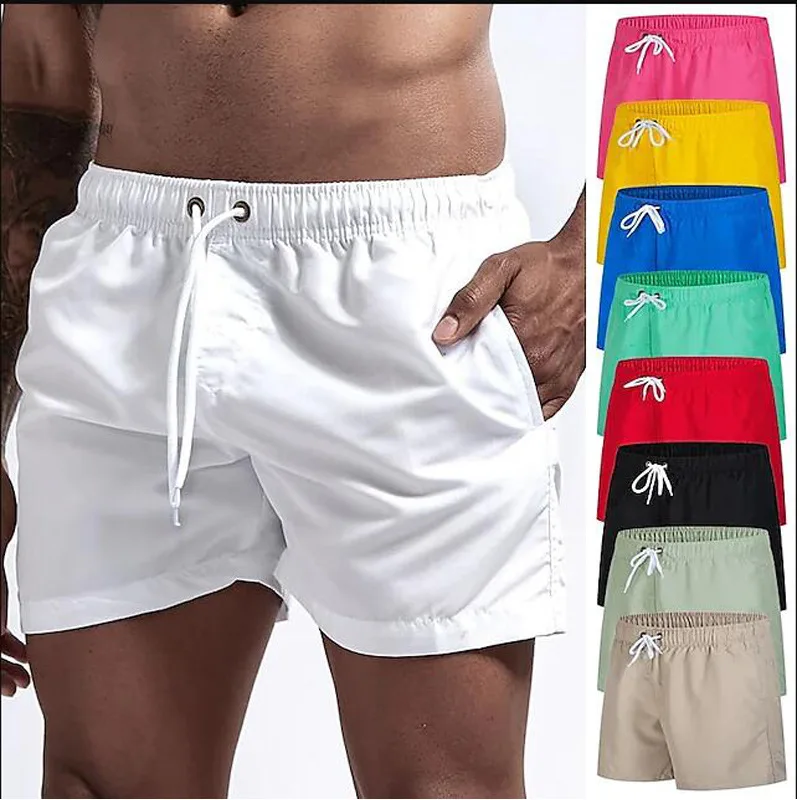 Custom Logo Mens Swim Wear Beach Shorts Men Running Sports Short Pants Man Solid Plain Surf