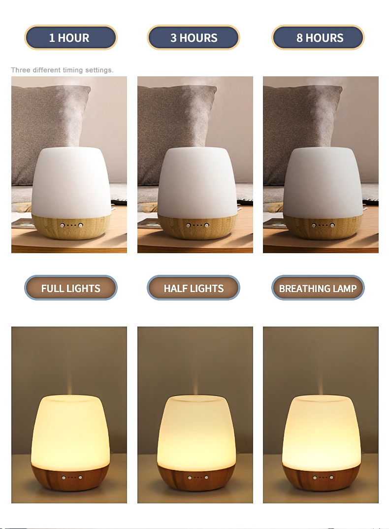 Portable Modern LED Lights Bamboo Ultrasonic Mini Air Humidifier ...