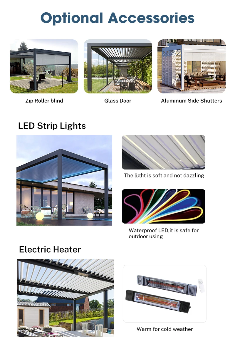 Easy To Install Bioclimatic Motorized Aluminum Louver Awnings Pergola ...