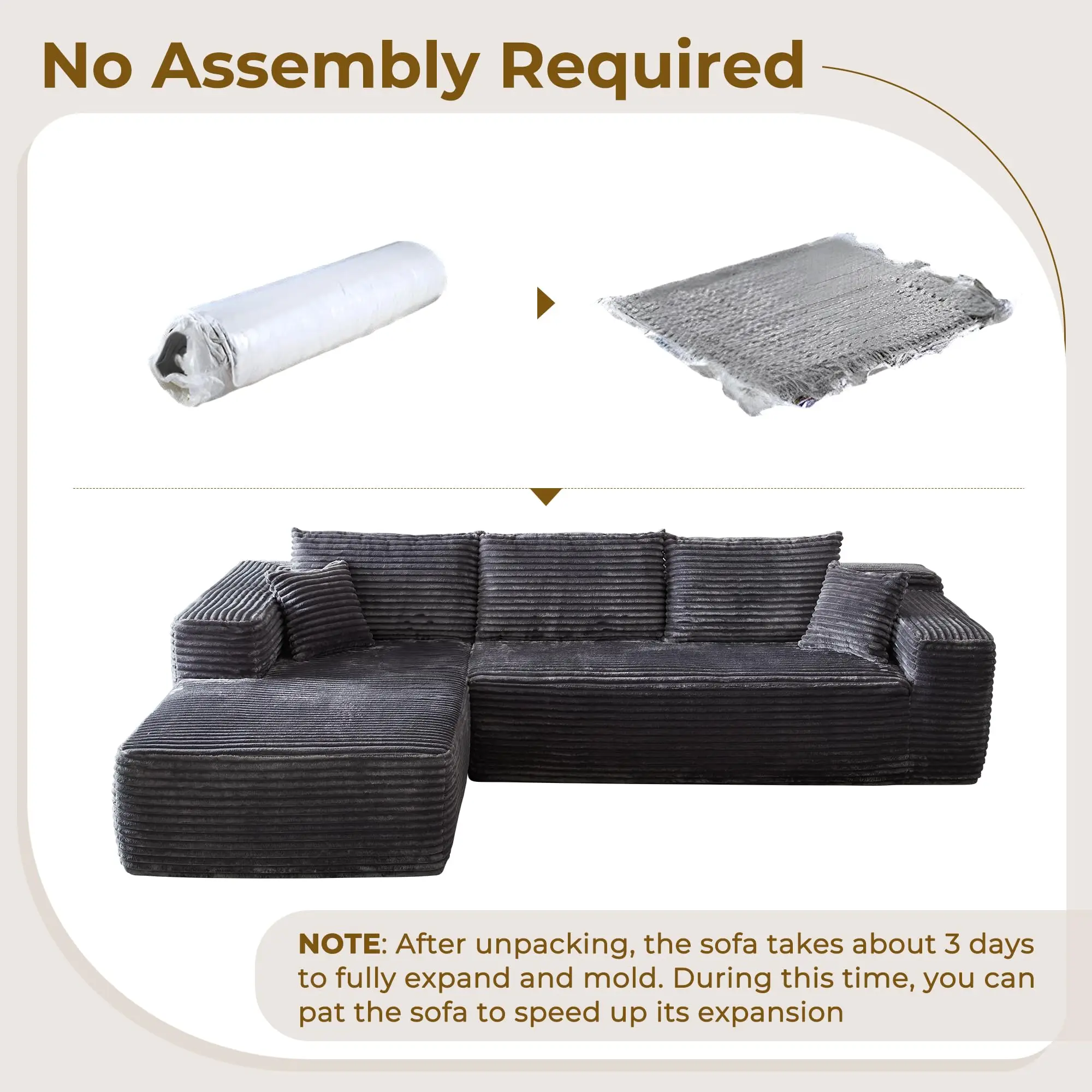 Modular Sectional Sofa - Compress Packing & No Assembly